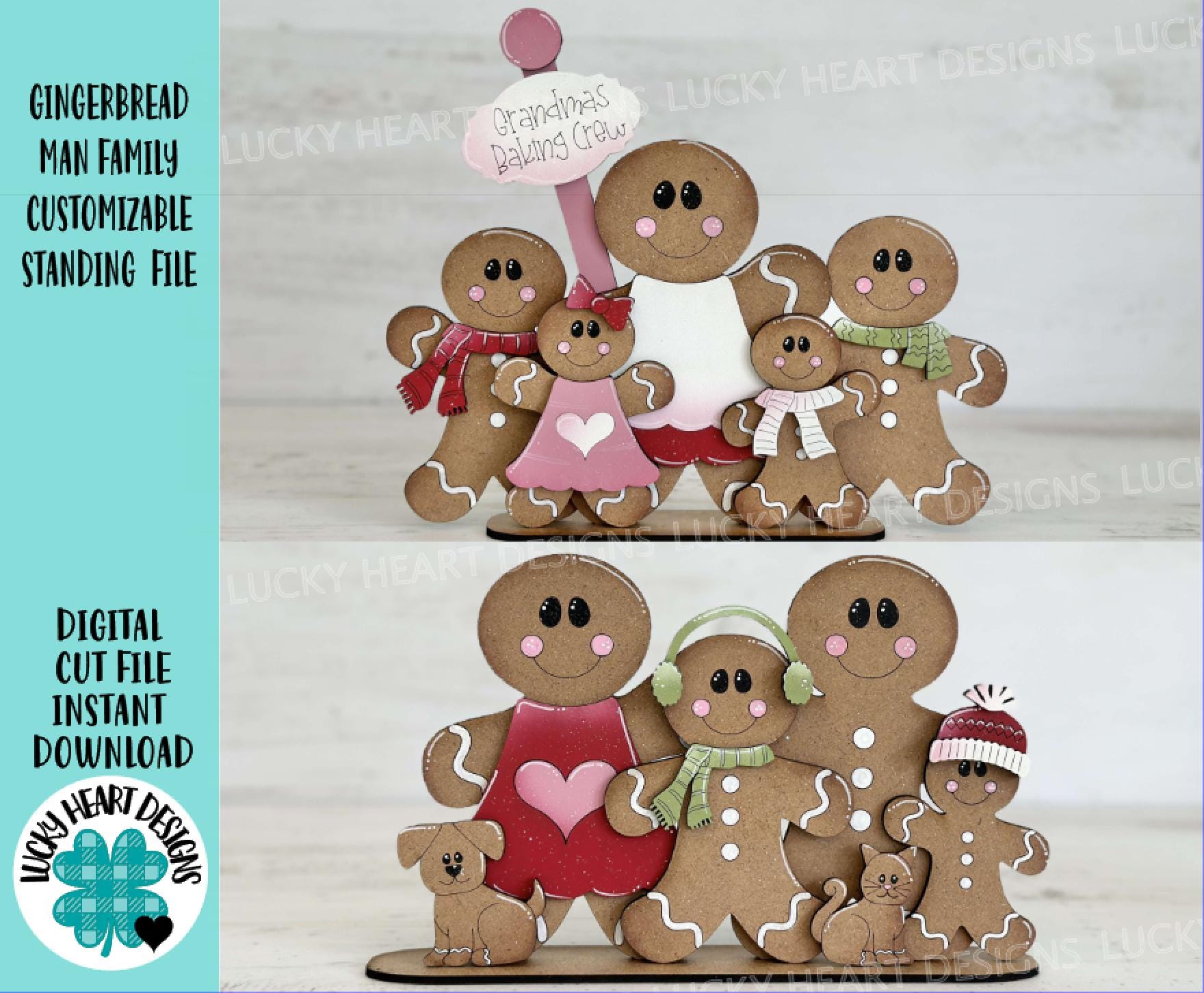 Gingerbread Man Family Customizable Standing File SVG File, Grandma, C ...