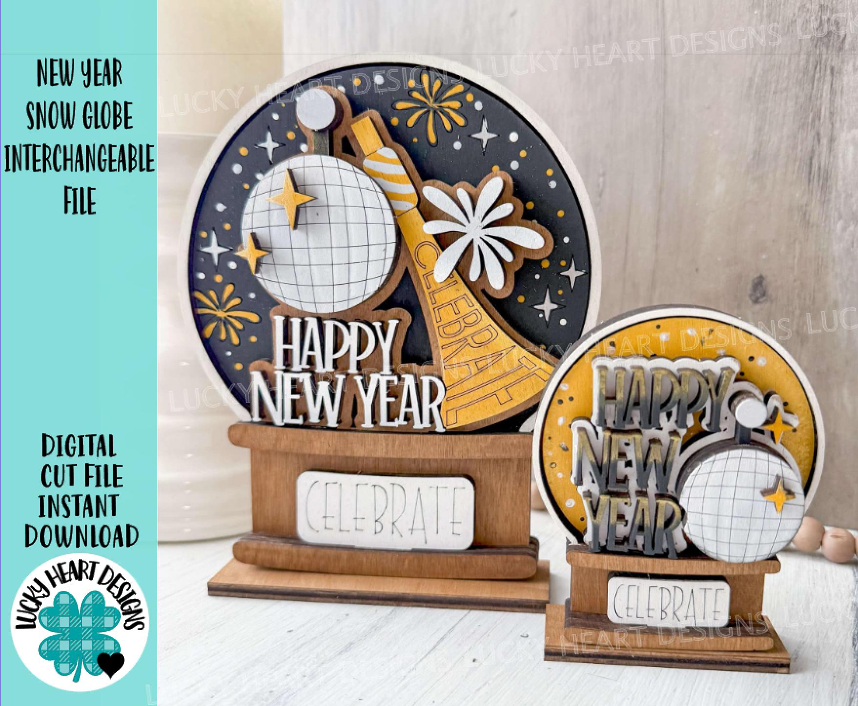 New Year Snow Globe Interchangeable File SVG, TINY, celebrate, Ball Dr ...