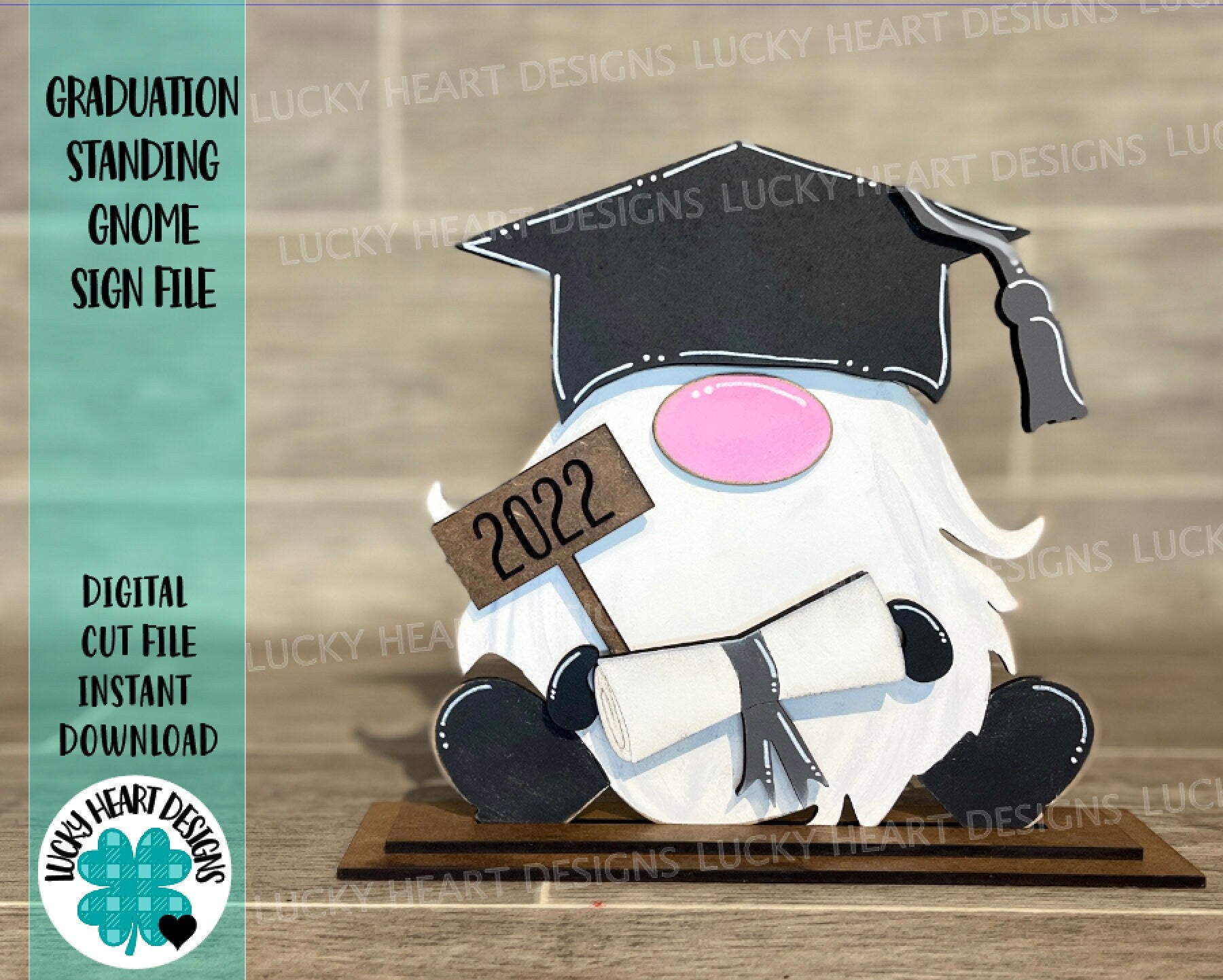 Graduation Standing Gnome File SVG, Glowforge, LuckyHeartDesignsCo ...