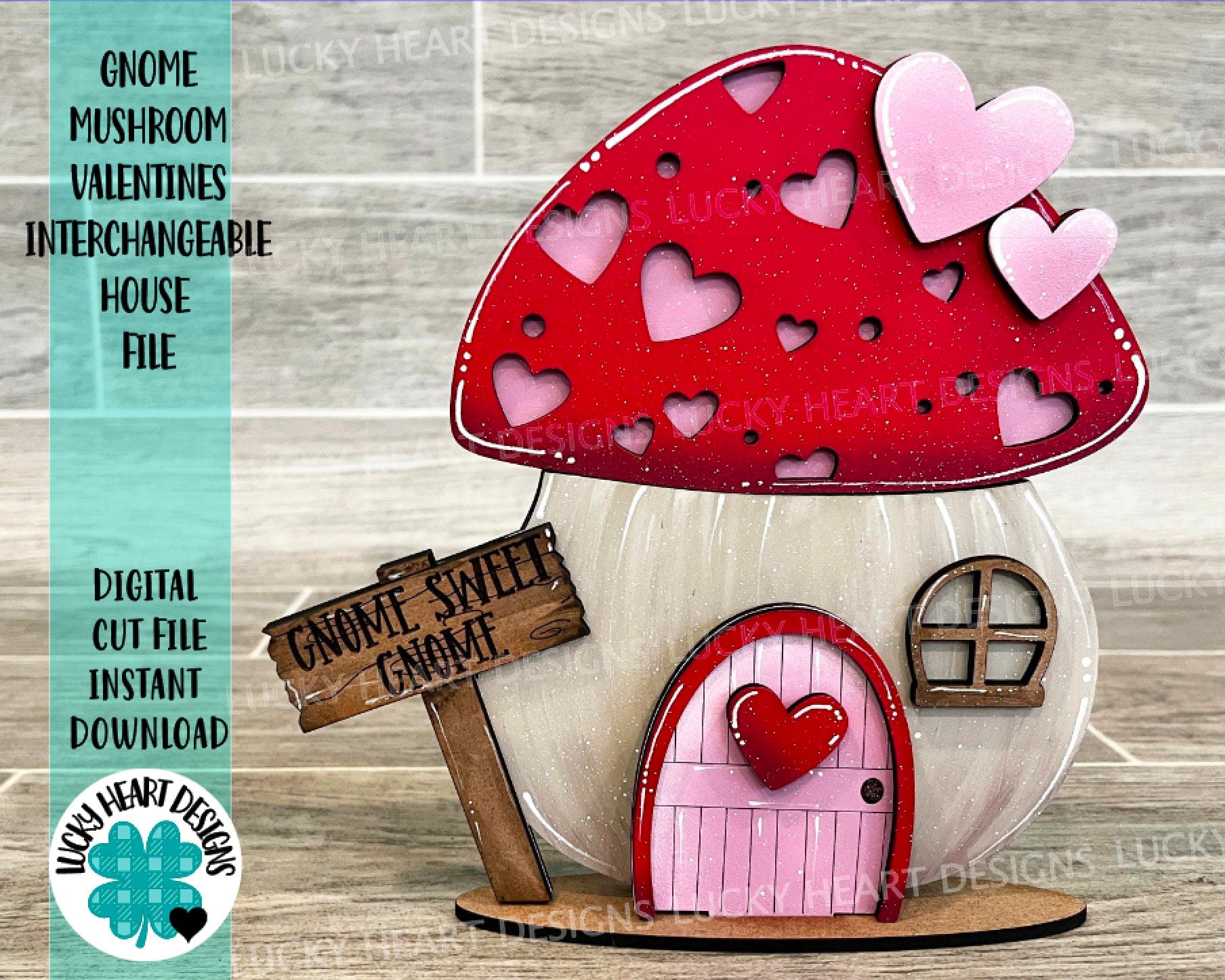 Gnome Mushroom Valentines Interchangeable House File SVG, (add on) Tie ...