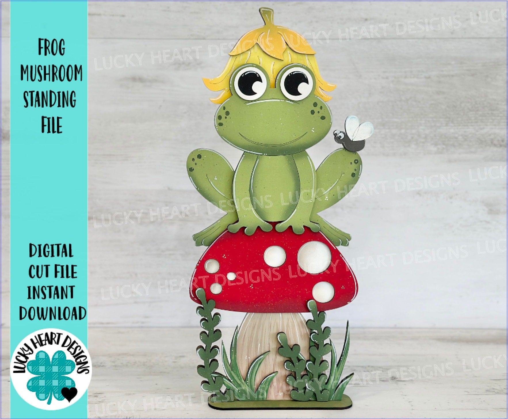 Frog Mushroom Standing File SVG, Glowforge, Spring, Summer, LuckyHeart – Lucky Heart Designs