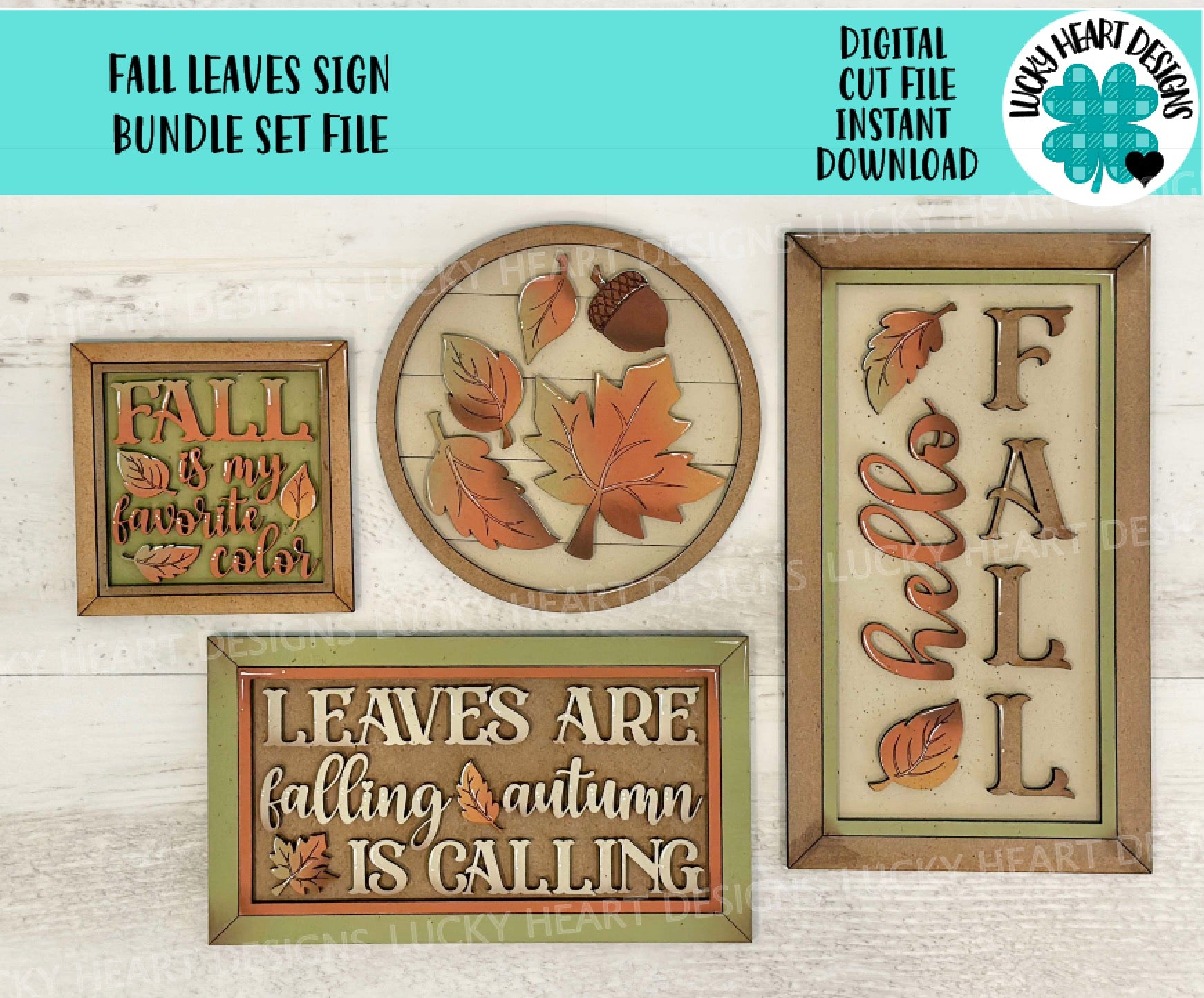 Fall Leaves Sign Sign Bundle Set File SVG, Glowforge, Farmhouse, Farm ...
