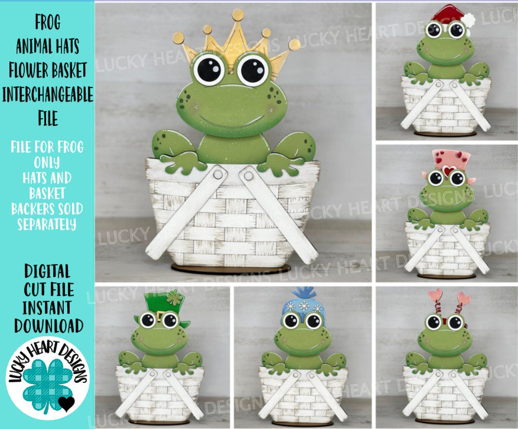 Frog Animal Hats Flower Basket Interchangeable File SVG, Farm, Christm ...