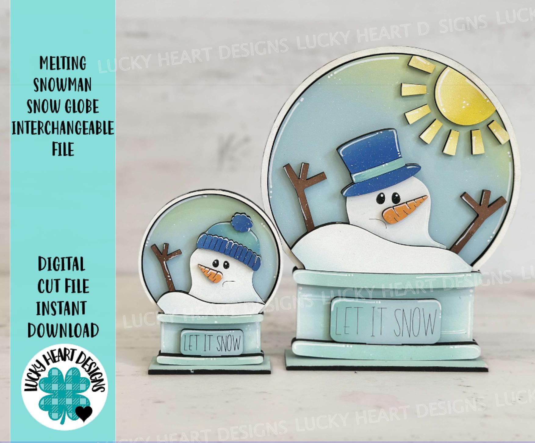Melting Snowman Snow Globe Interchangeable File SVG, TINY, Winter, Glo ...