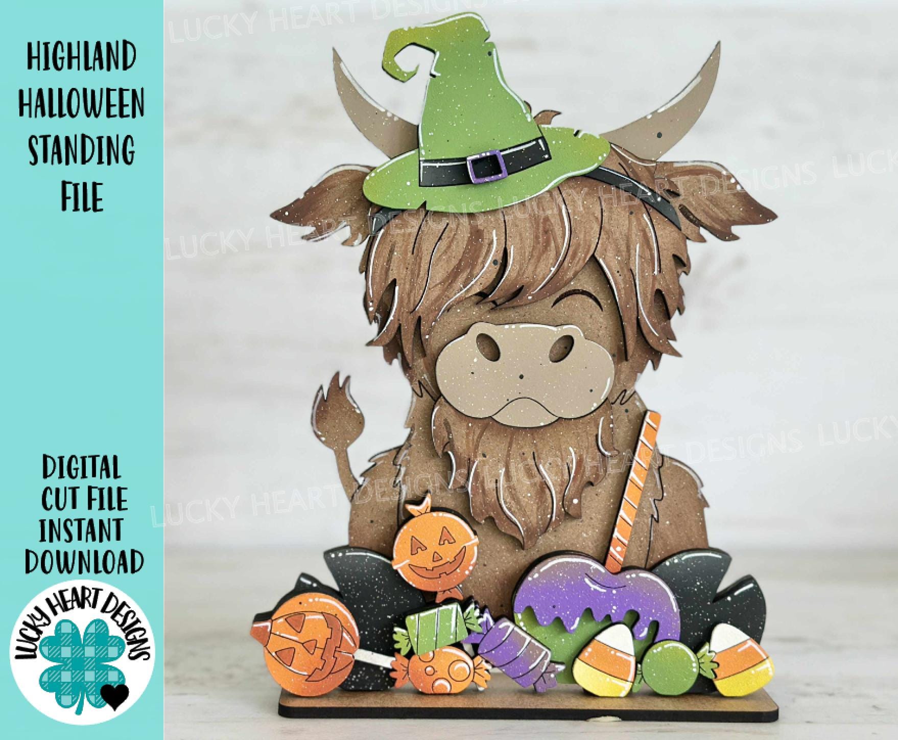 Halloween Highland Candy File SVG, Pumpkin, Witch, Jack-o-lantern, Far ...