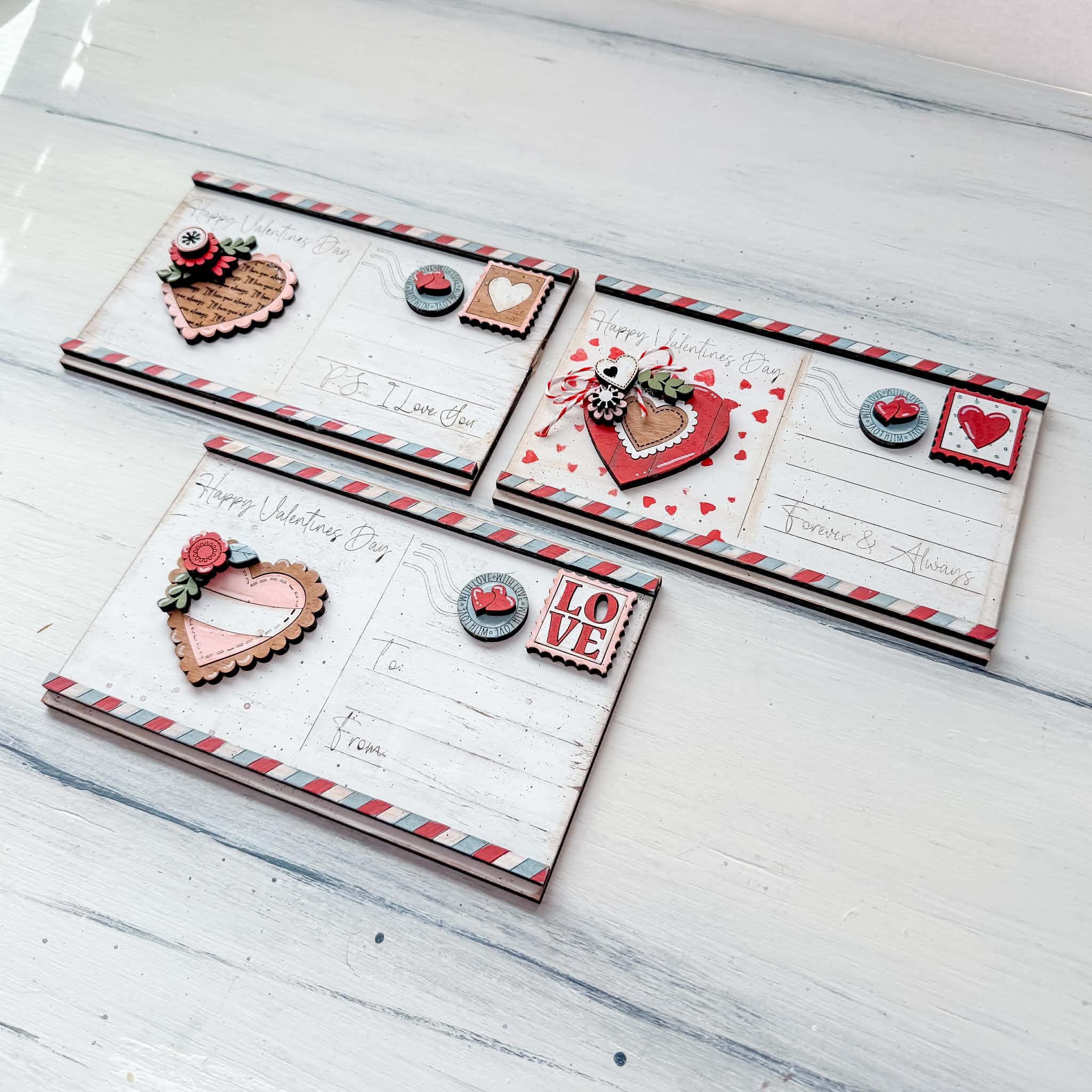 Valentines Postcard Craft File SVG, Glowforge, Love, Flower, Heart, Lu ...