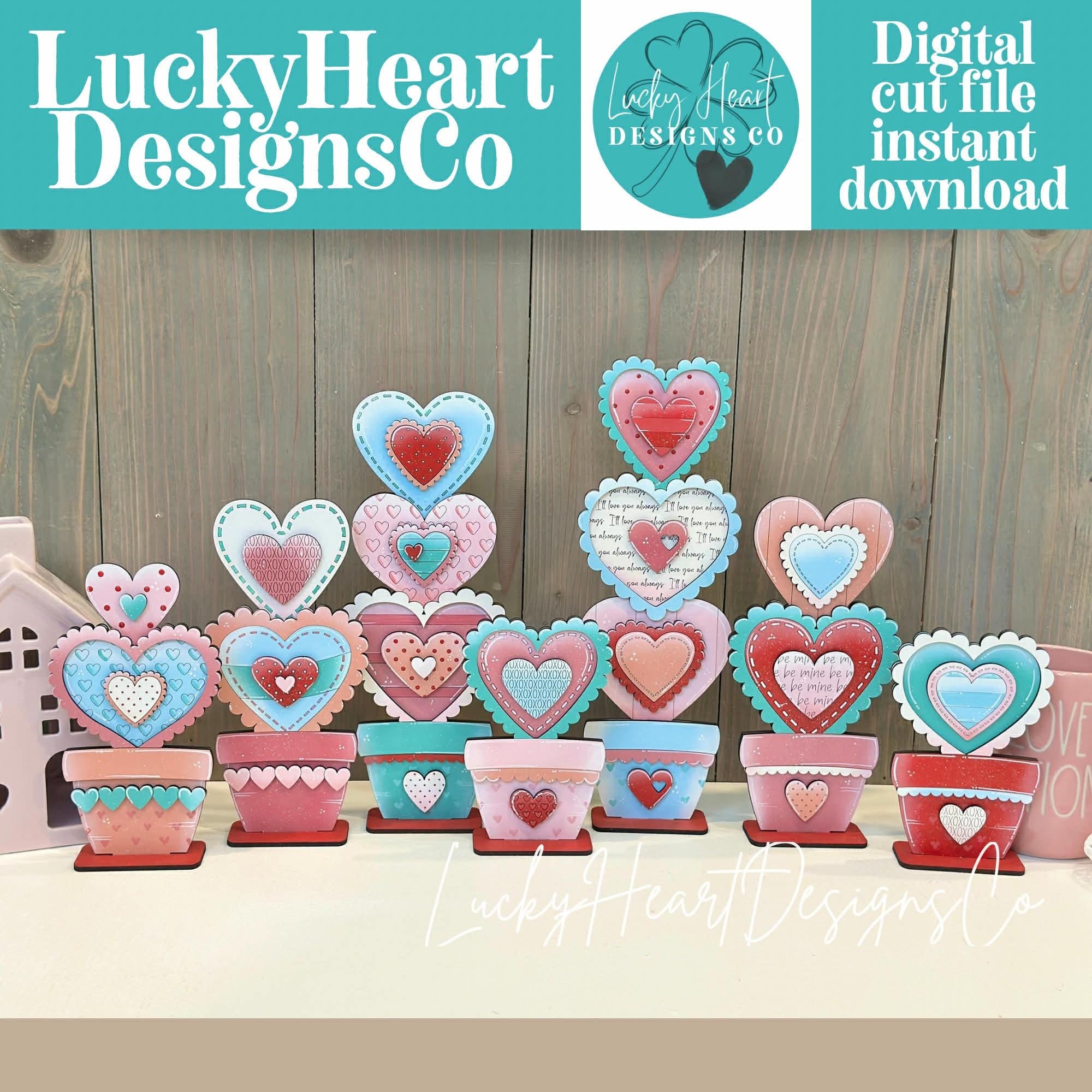 Stacking Chunky Hearts Standing Valentines File SVG, Glowforge, Love ...