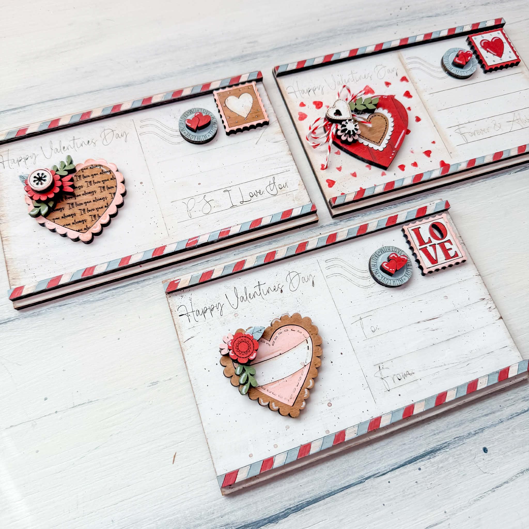 Valentines Postcard Craft File SVG, Glowforge, Love, Flower, Heart, Lu ...