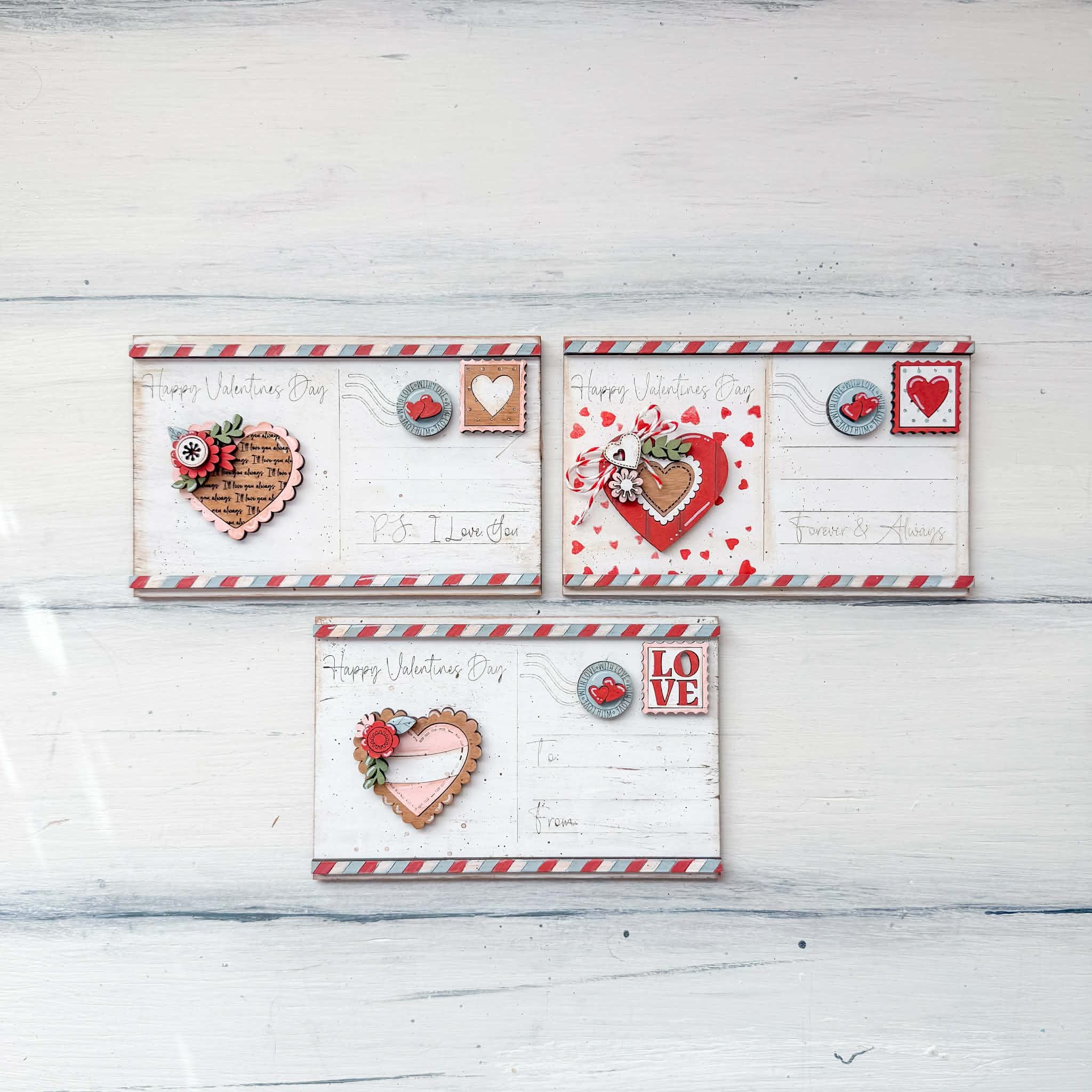 Valentines Postcard Craft File SVG, Glowforge, Love, Flower, Heart, Lu ...