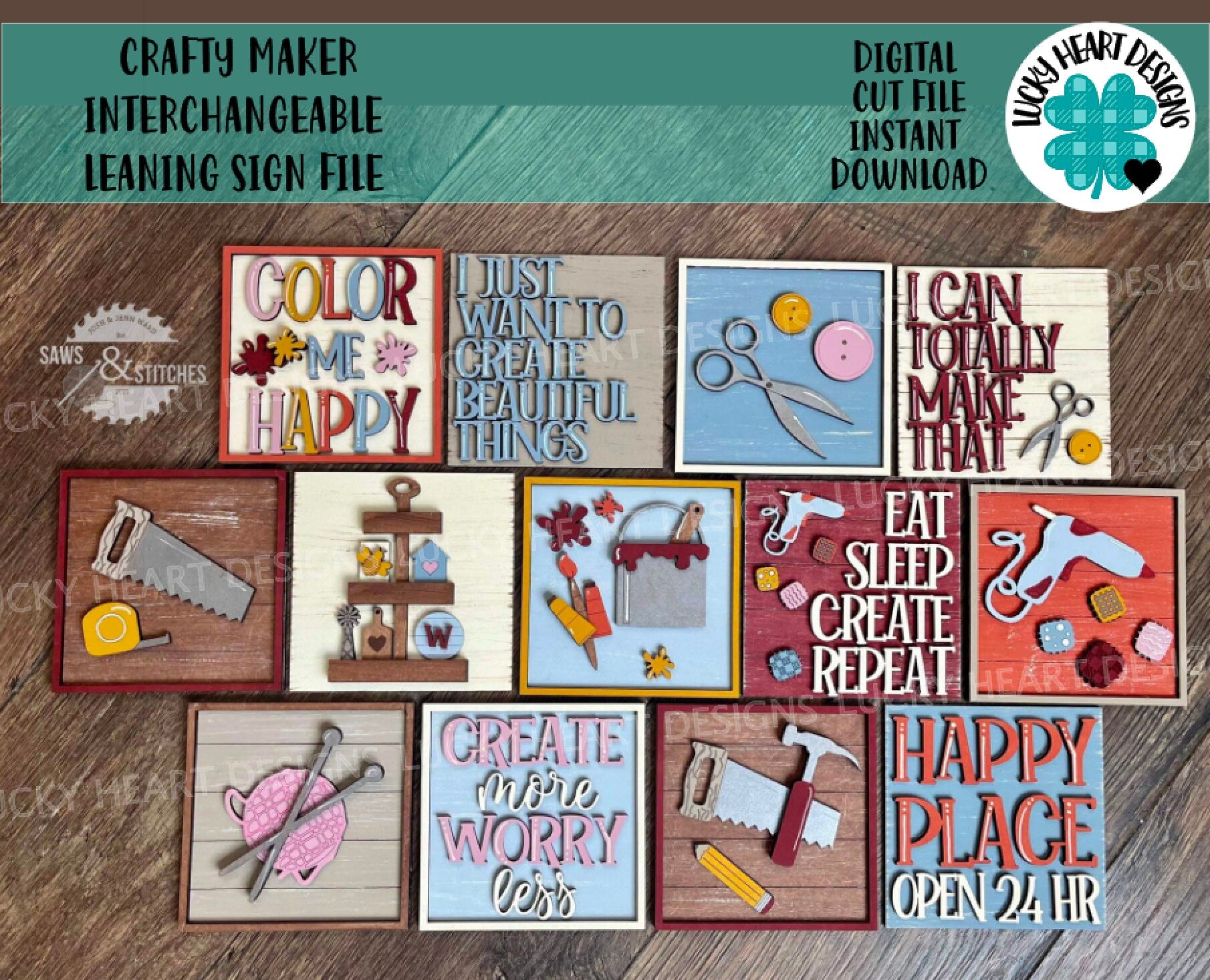 Craft Maker Interchangeable Leaning Sign File SVG, Glowforge Tiered Tr ...