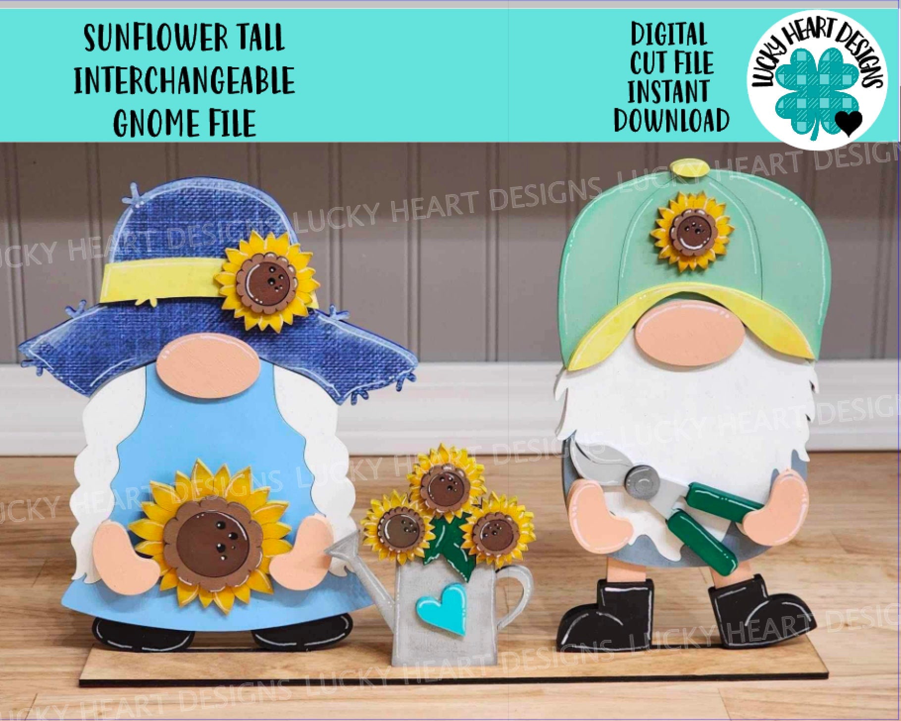 Sunflower Standing Tall Gnome Interchangeable File SVG,Fall Summer, (a ...