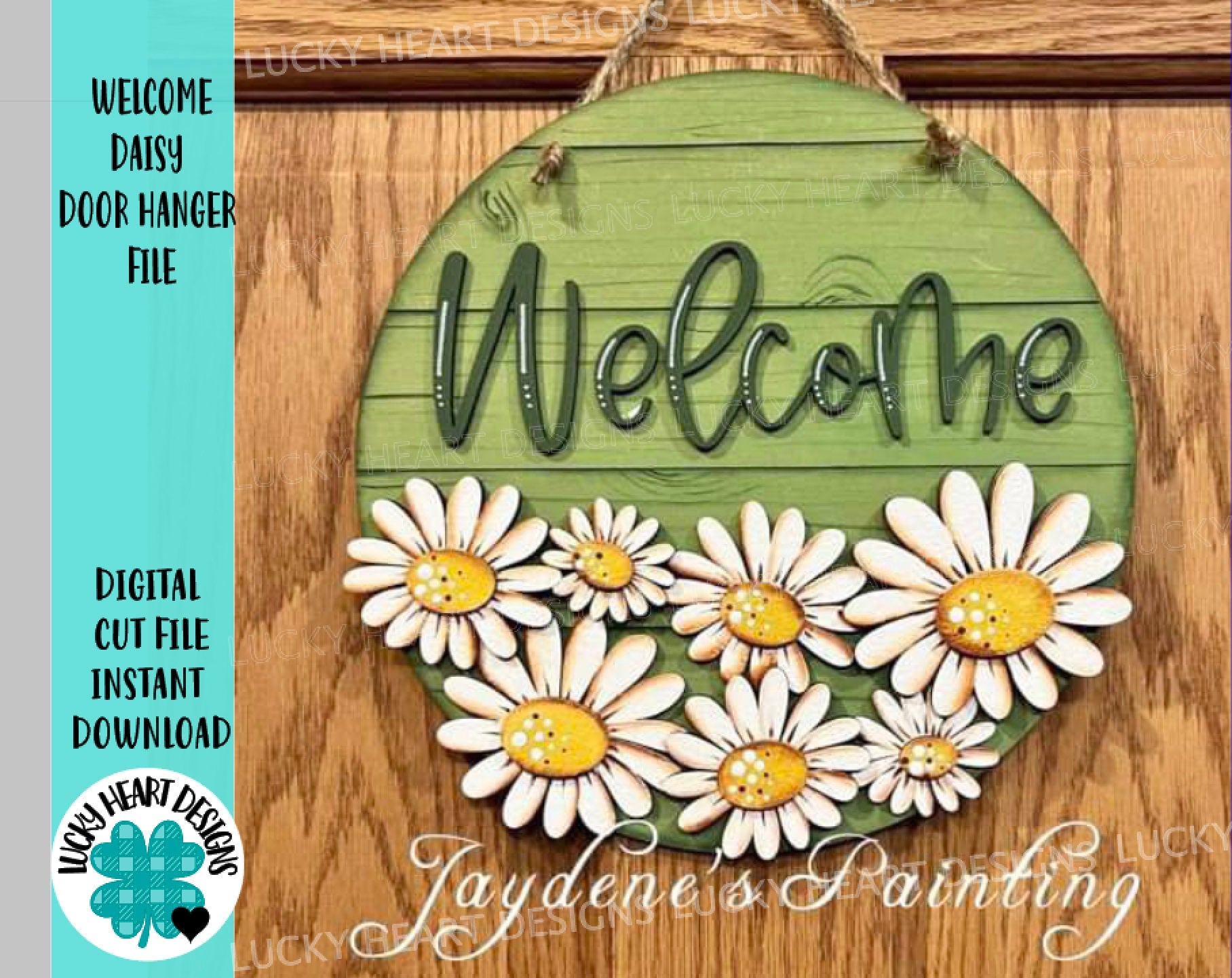 Welcome Daisy Door Hanger Sign File SVG, Spring Flower, Summer, Glowfo ...