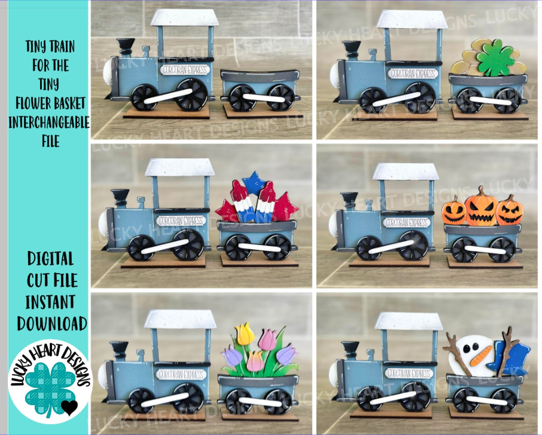 TINY Train For The Flower Basket Interchangeable File, Glowforge, Holi ...