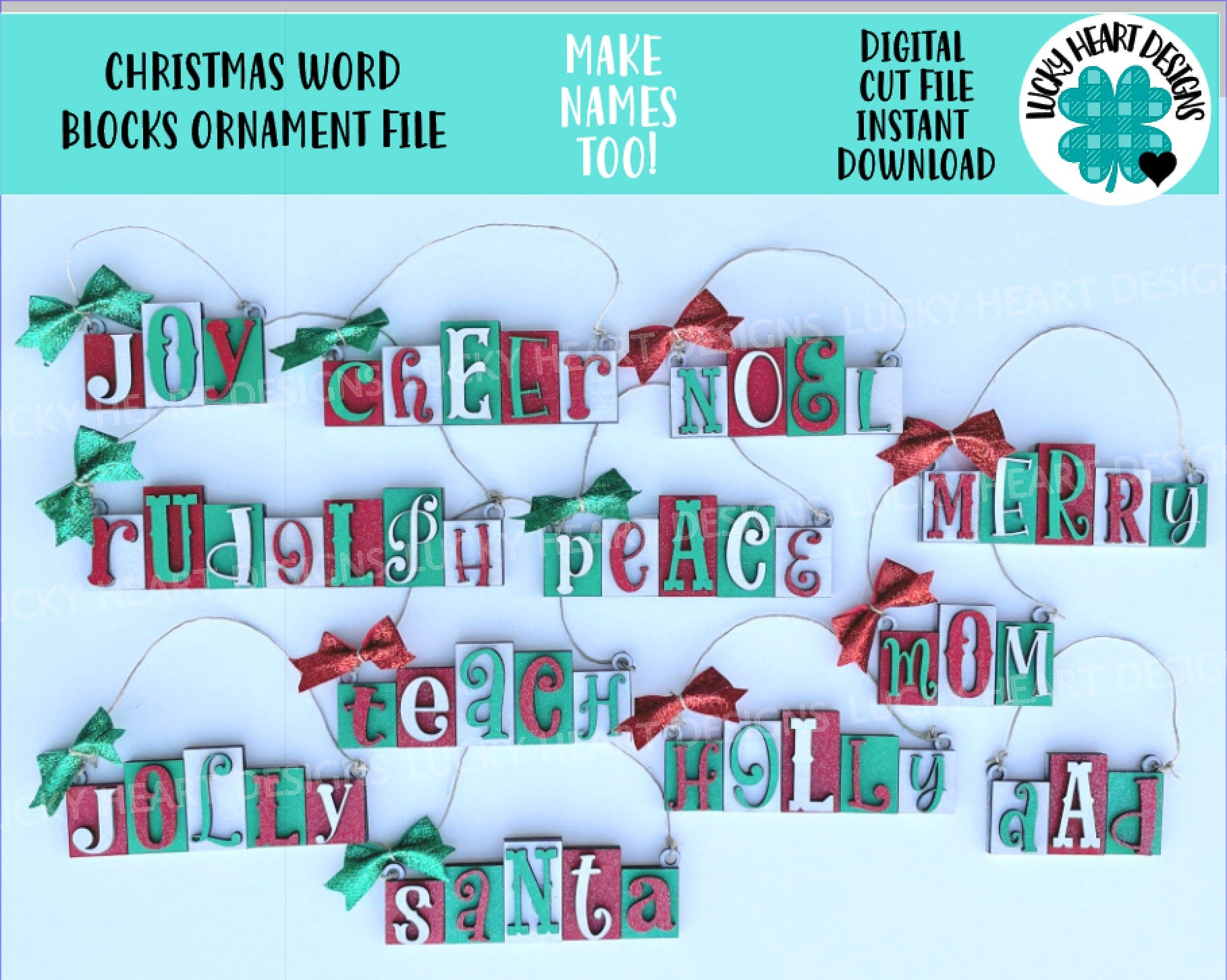 Christmas Word Blocks Ornament File SVG, Personalized, Family, teacher ...