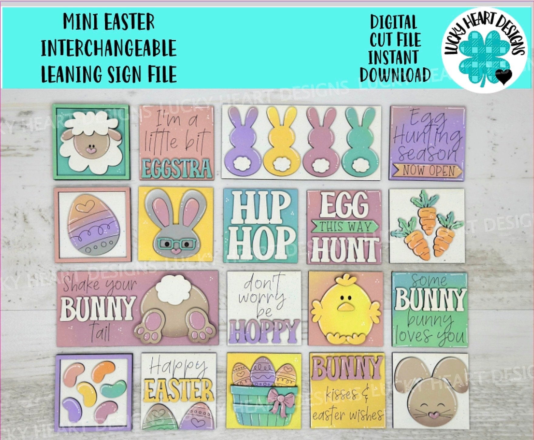 MINI Easter Interchangeable Leaning Sign File SVG, Bunny, Easter Egg ...