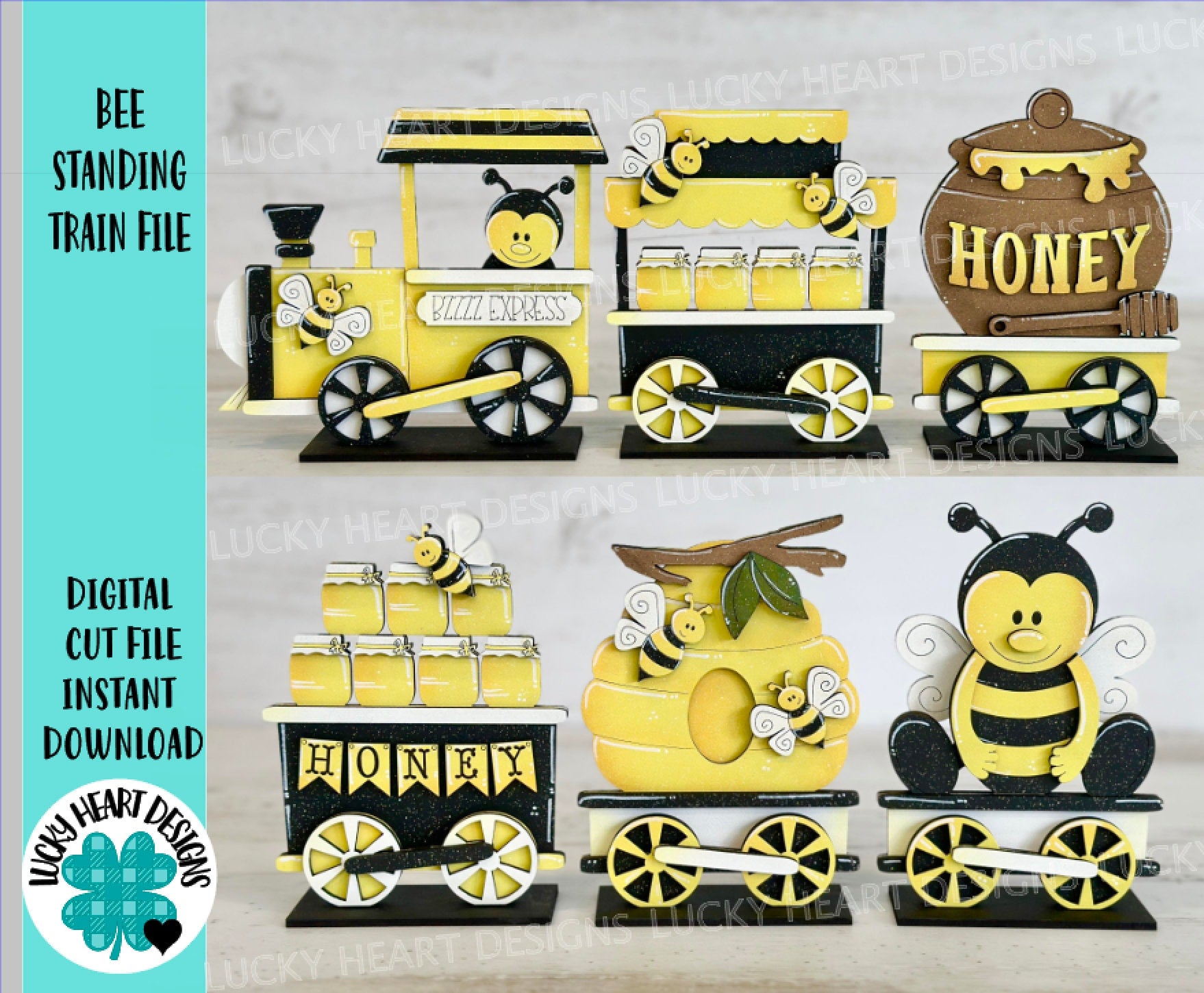 Bee Standing Train File SVG, Daisy, Honey, Bumble, Honey Pot, Tiered T ...